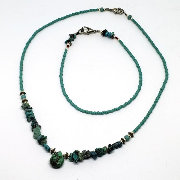 Jewelry | Fx Turquoise Necklace Bracelet Set Southwest Stone | Poshmark